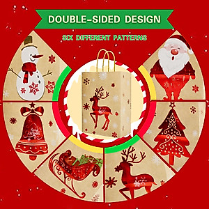 U-PTY 24PCS Christmas Paper Gift Bags with Handles for Holiday Treats and Party Supplies