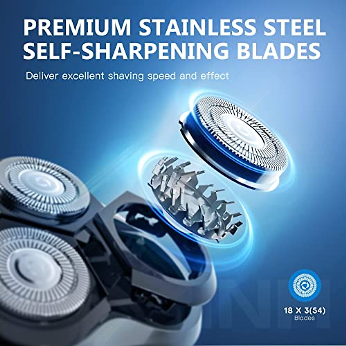 LOBINH Electric Shaver for Men, 100% Washable Rotary Shaver, Rechargeable Waterproof Electric Razor Wet & Dry Shaving with Pop-up Trimmer, 1 Hour Fast Charging, 4D Floating Head, LCD Power Indicator