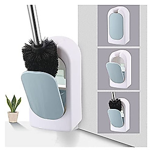 1Pc Creative Wall-Mounted Semi-Automatic Toilet Brush Set Household Soft Bristles Bathroom Cleaning Kit Bathroom Accessories (Color : Gray)