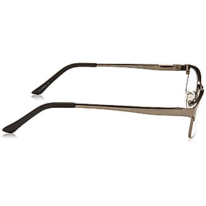 Foster Grant mens Samson E.readers Reading Glasses Blue Light Filtering Glasses, Satin Dark Gunmetal/Transparent, 52 mm US