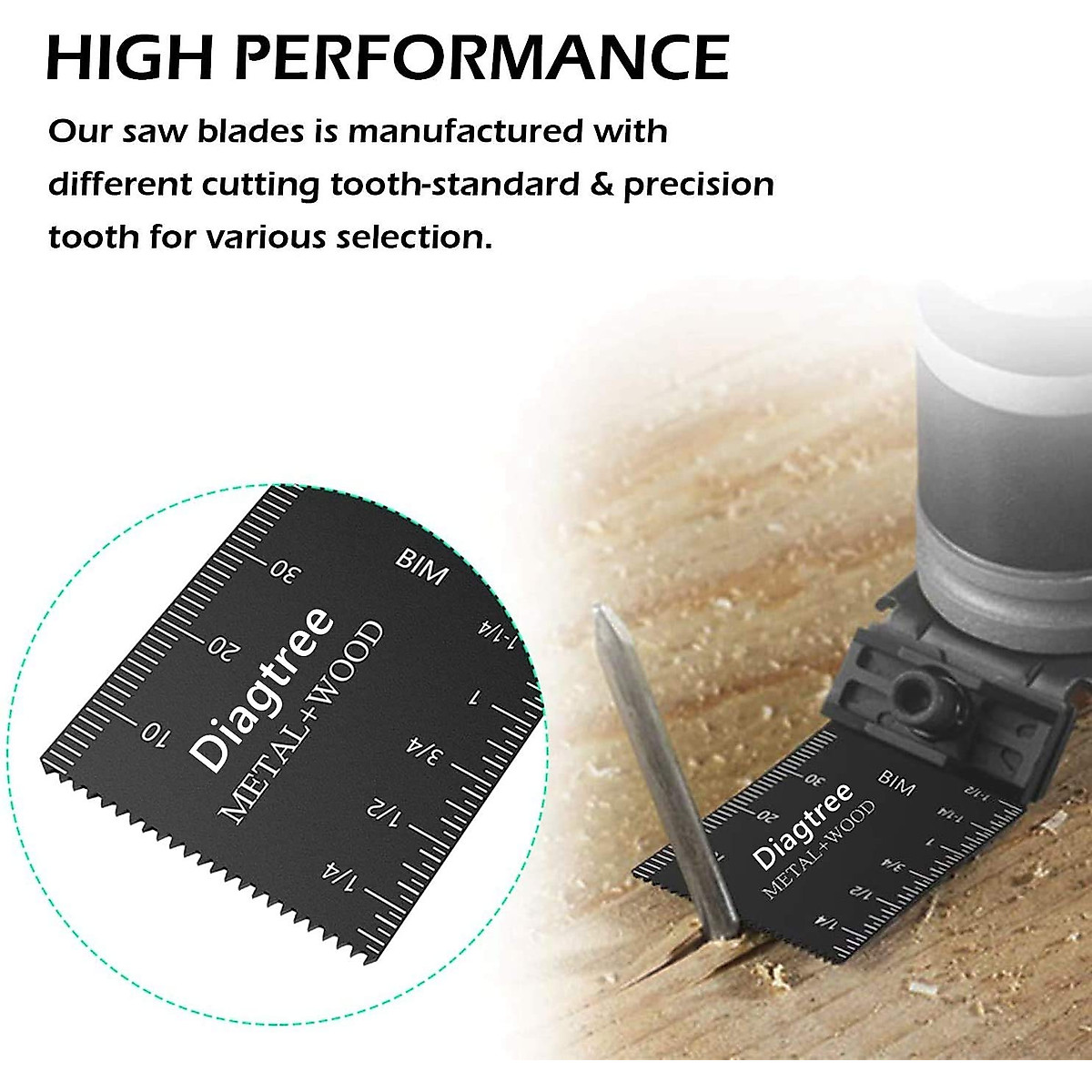 Diagtree 50Pack Bi-Metal multitool blade Oscillating Multi Tool Quick Release Saw Blades for Fein Multimaster, Dremel Multi-Max, Dewalt, Craftsman, Ridgid, Makita, Milwaukee, Rockwell (50pcs Bi-Metal)