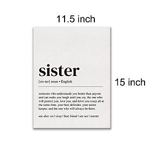 Sister Definition Your Best Defender Canvas Wall Art Poster Print Gift, Sister Quote Painting Ready to Hang Home Bedroom Decor (11.5" x 15")