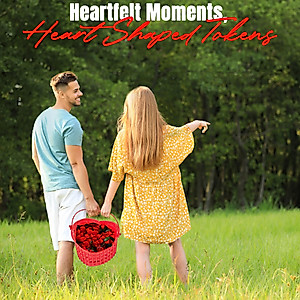 Fun Express 12 pack Valentine's Day Heart Shaped Baskets, 7" x 4.5" Empty Baskets, BPA Free Plastic, Organization Supplies, Red