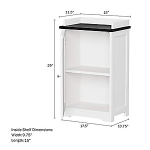 Lavish Home Free Standing Floor Cabinet Bathroom Cabinet-29 White Storage Cupboard for Bath Towels or Laundry Room Adjustable Shelf & Slatted Look Door, 29"