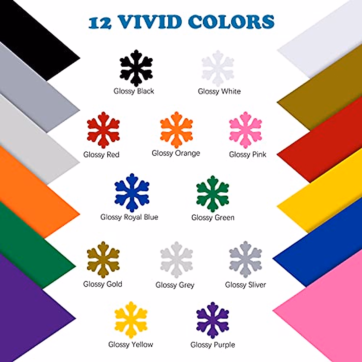 HTVRONT Permanent Vinyl for Cricut-12 Pack 12 Inch by 5 Feet Permanent Vinyl Rolls, Adhesive Vinyl for Cricut，Silhouette, Cameo Cutters, Signs, Scrapbooking, Craft, Die Cutters