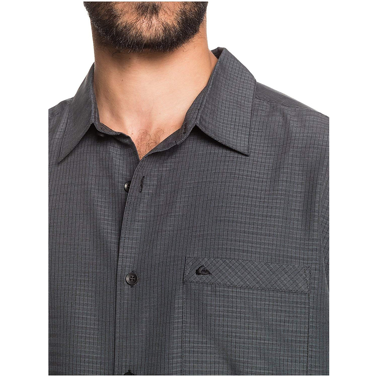 Quiksilver Men Centinela 4 Button Up Comfort Fit Pocket Collared Shirt, Black Centinella, X-Large