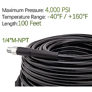 Sewer Jetter Kit for Pressure Washer 100 Ft, 1/4 Inch NPT Drain Cleaning Hose, Orifice 5.5, 4.5, 4.0 Button Rotating and Button Hose Sewer Jetting Nozzle (4000 PSI)