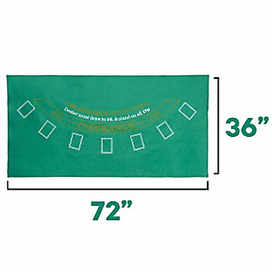 Blackjack Essentials Set – Includes Green Blackjack Tabletop Felt Mat, Blackjack Dealer Shoe + Discard Tray & 12 Decks of Playing Cards – Casino Card Game Pack for Gambling Games & Family Game Night