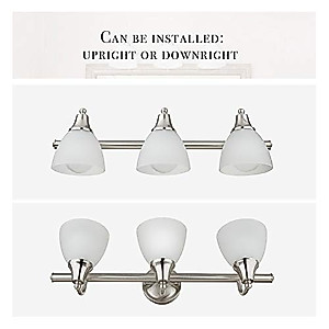 Globe Electric 50700 5-Piece Bathroom Accessory Set, with Vanity, Brushed Steel, 3-Light Vanity Light, Frosted Glass, Towel Bar, Toilet Paper Holder, Towel Ring, Robe Hook, Home Improvement