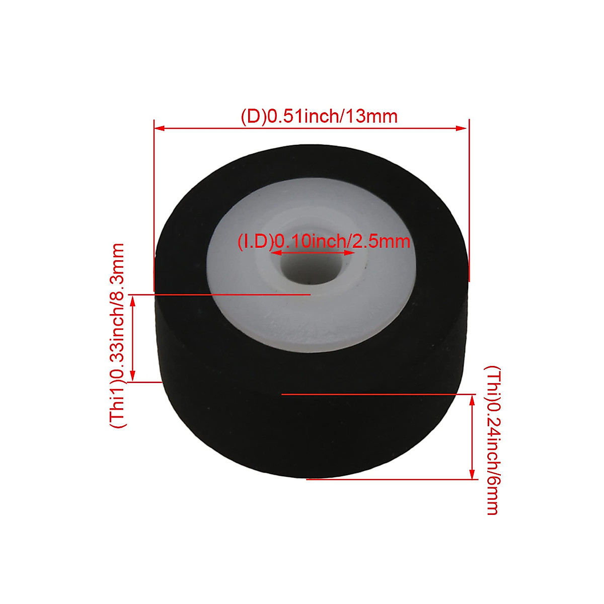 3x6x2.5mm Black Rubber Bearing Roller Guide Pulley Bearing Wheel Pinch Roller for Audio Radio Tape Recorder Pack of 5