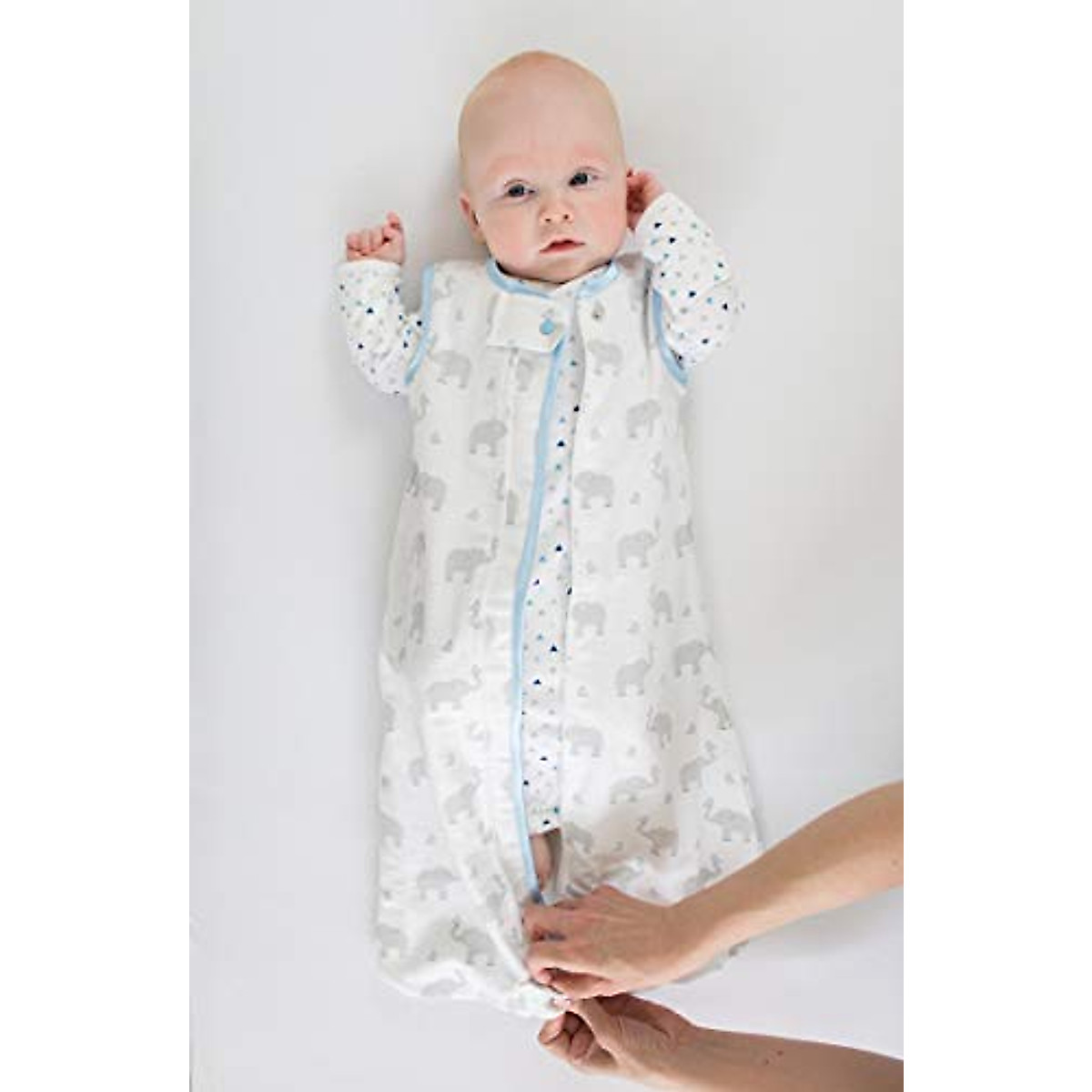 SwaddleDesigns Cotton Flannel Sleeping Sack, Sleeveless Wearable Blanket with 2-Way Zipper, Made in USA, Elephant and Yellow Chickies, 12-18 Months