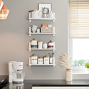 Wallniture Toledo 17" Floating Shelves for Wall, Bookshelf Living Room Decor, Kitchen Organization, Bathroom Shelves, 17" Office Wall Shelf Set of 4 White