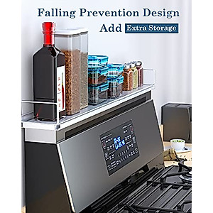 Bumusty Expandable 30" Stove Top Shelf, Magnetic Spice Rack Kitchen Shelf, Oven Shelf Kitchen Gadgets for Flat Top Stove Only