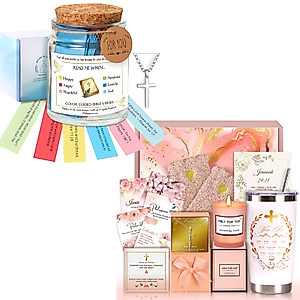 Christian Faith Gifts Set & Religious Inspirational Gifts For Women & Read Me When Bible Verses Jar – Perfect for Encouragement, Prayers, and Inspirational Gifts