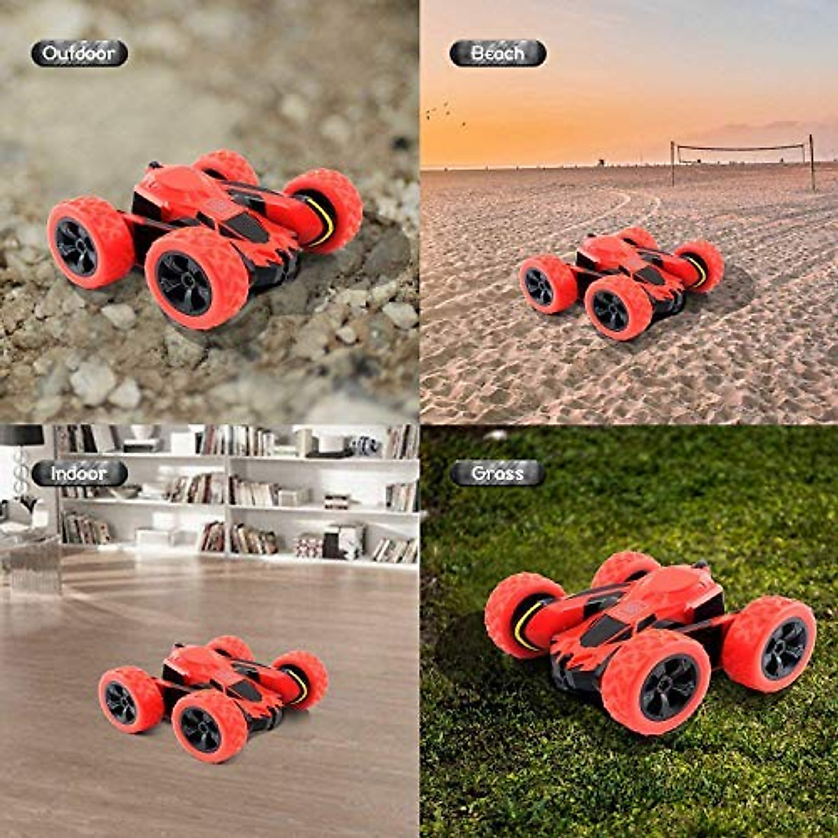 RC Cars Stunt Car Toy, Amicool 4WD 2.4Ghz Remote Control Car Double Sided Rotating Vehicles 360° Flips, Kids Toy Cars for Boys & Girls Birthday No Battery