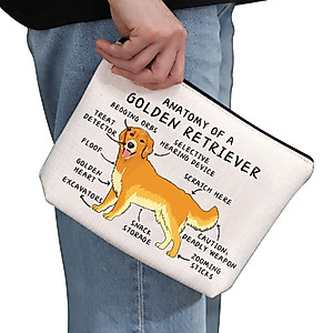 G2TUP Golden Retriever Lover Gift Anatomy Of A Golden Retriever Makeup Bag Golden Retriever Mama Cosmetics Bag Golden Retriever Owner Gift Dog Lover Zipper Travel Pouch