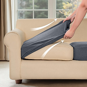 Hokway Couch Cushion Covers Stretch Cushion Covers Sofa Seat Cushion Slipcover Protector(Gray, Large)