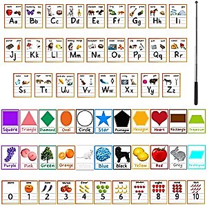 59 Pieces Alphabet Bulletin Board Set, Manuscript ABC Number Line Shapes Colors Cards, Early Learning Posters for Kindergarten Preschool Homeschool Classroom Wall Decorations
