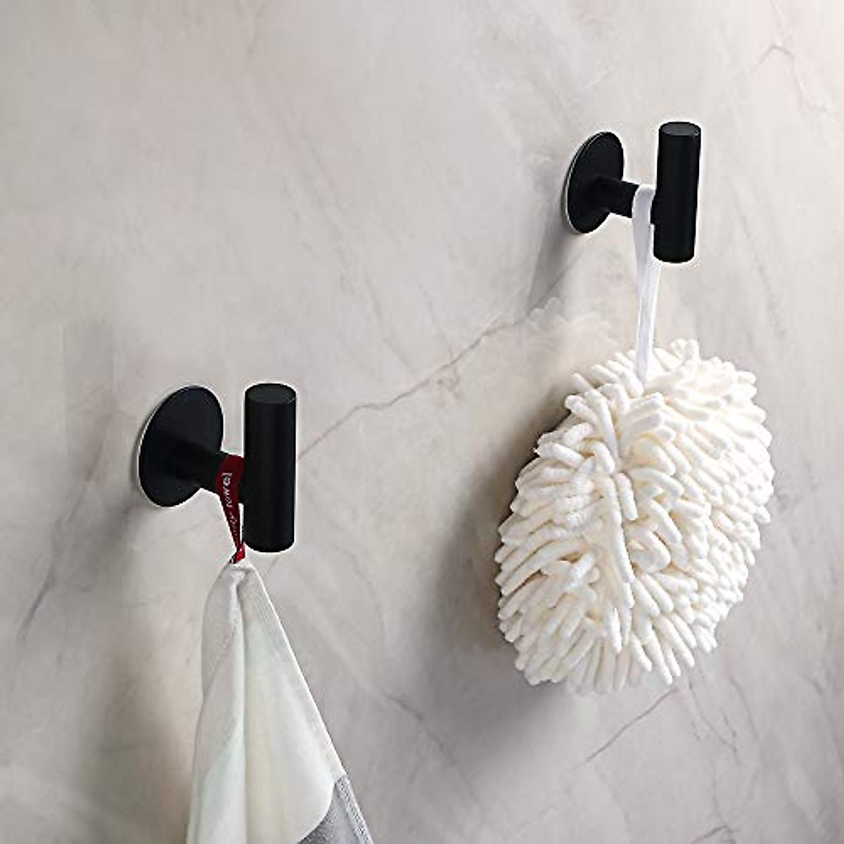 Alise 10 Pcs Self-Adhesive Utility Hooks Coat Hook Single Towel Clothes Hooks for Bathroom Kitchen Wardrobe Window Glass Door Garage,Free-Drilling Stainless Steel Matte Black