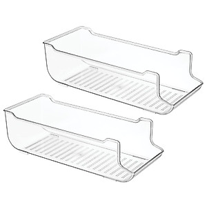 mDesign Large Plastic Pop/Soda Can Dispenser Storage Organizer Bin for Kitchen Pantry, Countertops, Cabinets, Refrigerator - Holds 9 Cans - BPA Free, Food Safe, 2 Pack - Clear