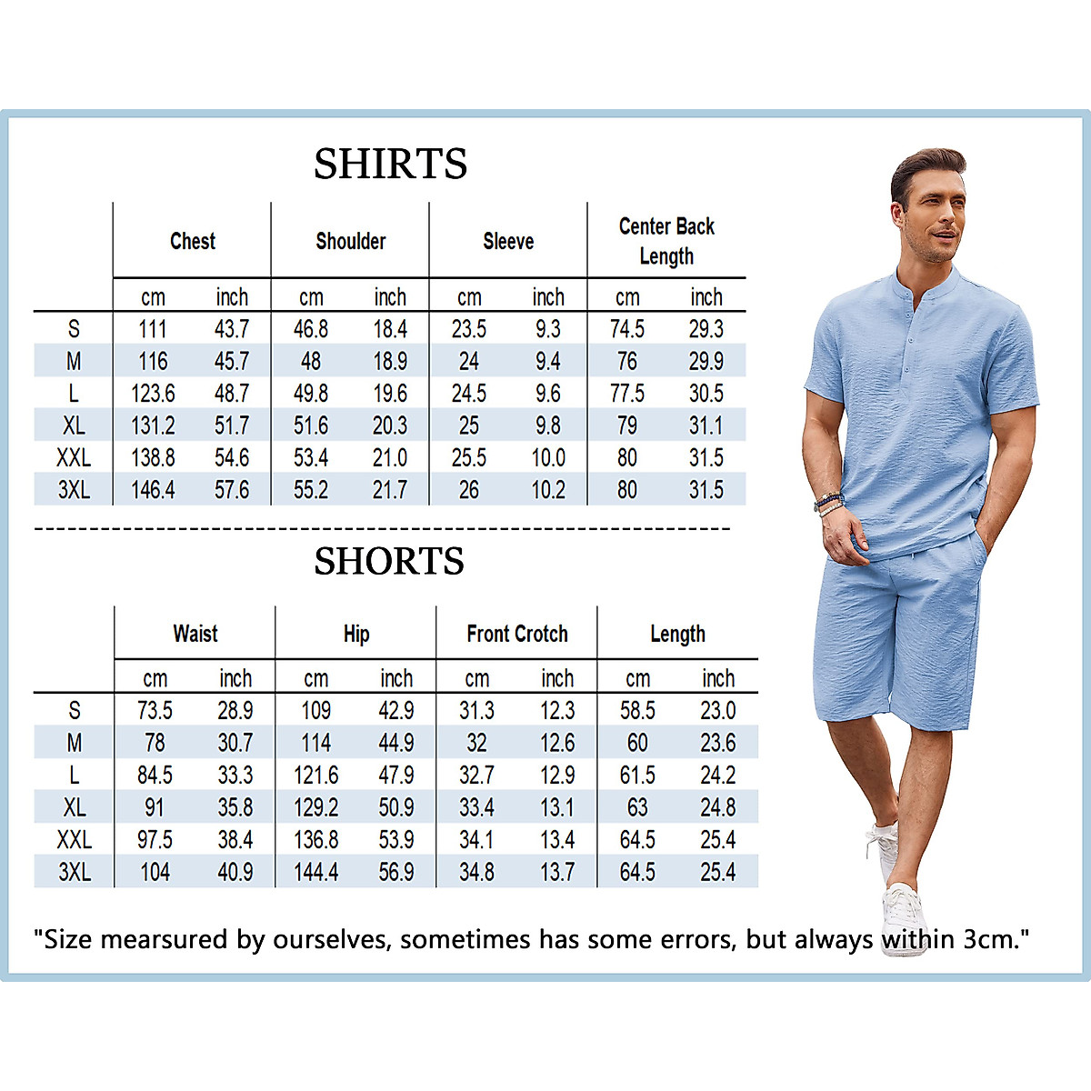 COOFANDY Men's 2 Pieces Linen Set Casual Henley Shirts Short Sleeve Beach Yoga Shorts Summer Pants Outfits