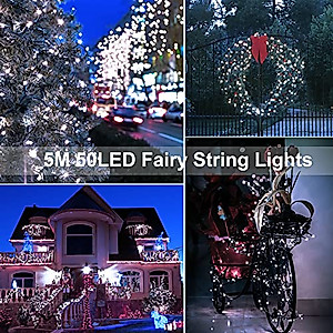 ZAIYW 4 Pack Battery Operated String Lights, 16.5 Ft Dark Green Wire 50 LED String Lights with Remote Timer 8 Modes Fairy Lights for Bedroom Party Patio Yard Garden Christmas Tree Decor (Cool White)