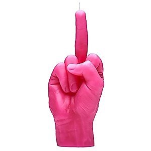 CandleHand Hand Gesture Candle Middle Finger - Big Real Hand Size 8.7 x 3.5 x 3 inches - Unusual Birthday, Office, Housewarming Gift (Pink)