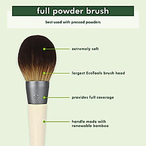 EcoTools Full Powder Brush, Fluffy Makeup Brush For Loose & Pressed Powder, Best For Setting Makeup, Large Brush Head With Soft, Synthetic Bristles, Eco-Friendly & Cruelty-Free, 1 Count