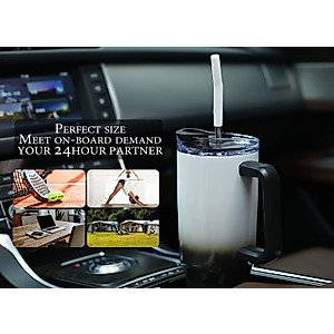 Murmioo 40OZ Tumbler with Handle and Straw,Insulated Leak Proof Double Walled Stainless Steel Travel Mug,Reusable Water Bottle Cup，keep Cold Ice，Hot water for Hours(Blue white gradient)