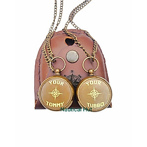 Nautical Hut Your Tommy Your Tubbo Brass Locket Nautical Pocket Compass with Leather Carry