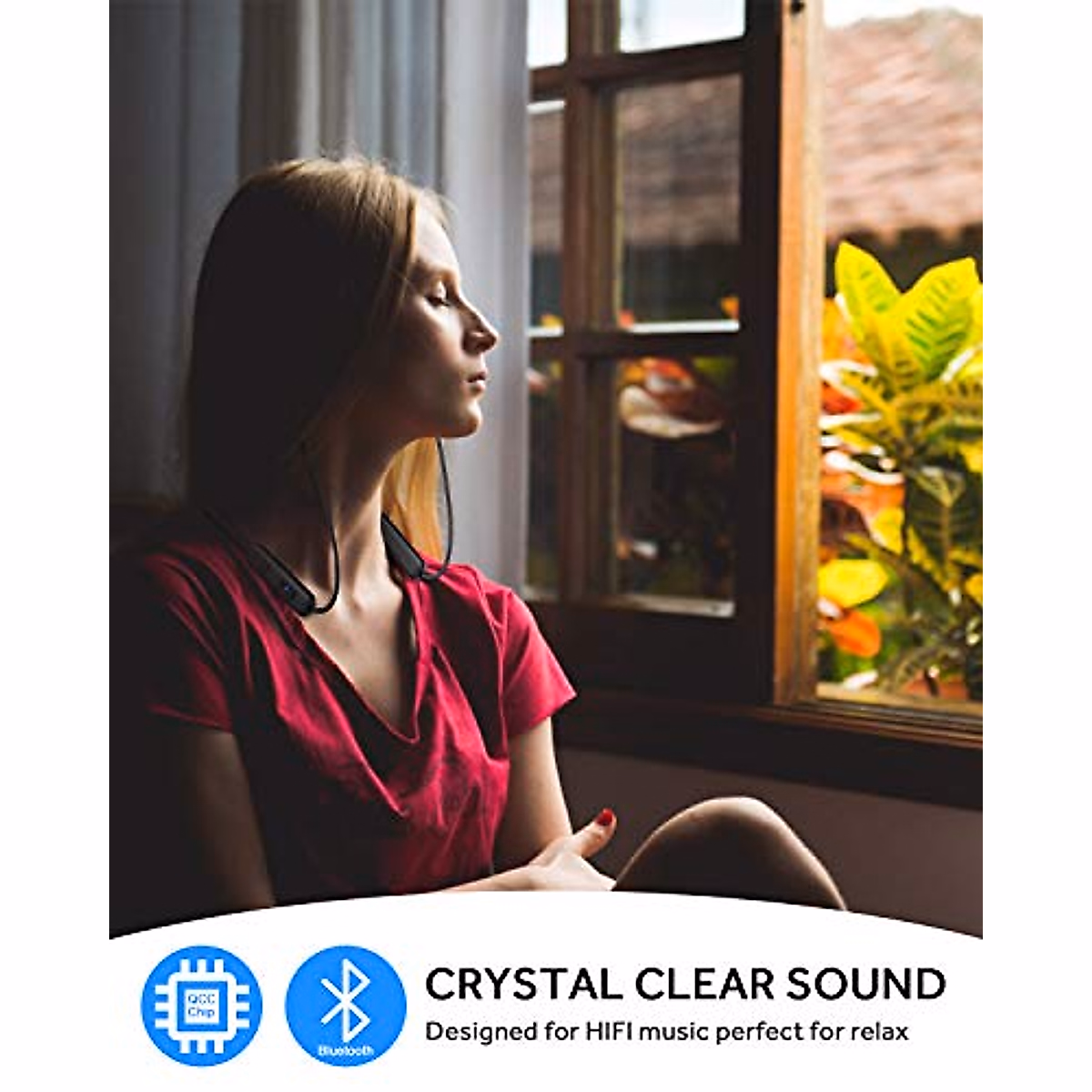 Yamipho Bluetooth Headphones Wireless Earbuds - HiFi HD Stereo Bluetooth 5.0 Earphones Neckband Sports Headsets for Workout Gym, IPX7 Waterproof CVC 6.0 Noise Cancelling 12 Hours Playtime