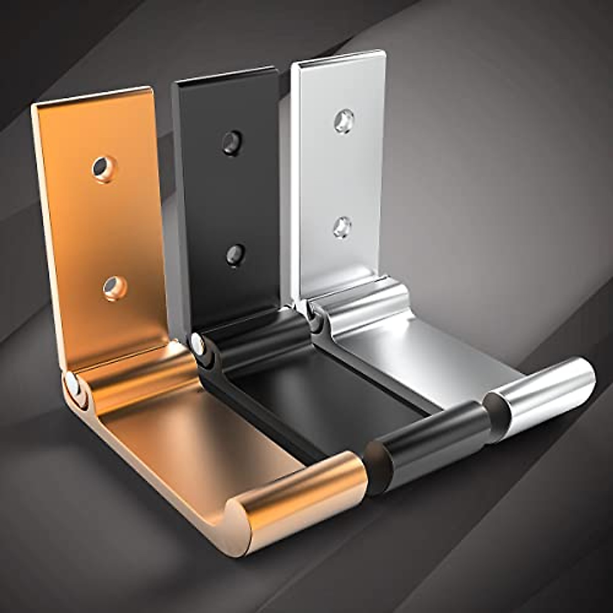 AUHSSAN 6Pcs 3'' Folding Coat Hooks Black Foldable Hooks Aluminum Alloy Wall Hooks Headphones Holder Wall Mounted with 12pcs Screws Set for Hanging Coats, Bags, Hat, Towel, Keys