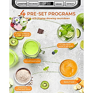 Syvio Blenders for Kitchen, Smoothie Blender 1450W with 4 Presets and 68 oz Tritan Container, Blender for Shakes and Smoothies, Crushing Ice, Frozen Fruits