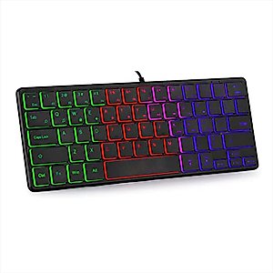 Mechanical Gaming Keyboard,MingSheng USB Wired 60% Compact Keyboard 64 Keys Small Portable Gaming Office Mute RGB Backlit Mechanical Keyboard for PC Gamers