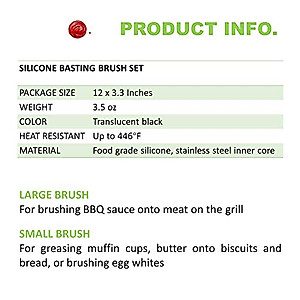 Silicone Basting Brush for Cooking, BBQ Pastry and Oil Brush, Turkey Baster, Barbecue Utensil for Grilling Marinating Desserts Baking, Heat Resistant Dishwasher Safe, Set of 2