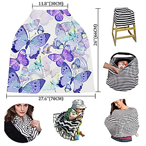 Butterflies Baby Car Seat Cover, Multi-Use Nursing Cover for Boys, Girls, Infants, Snug Warm Stroller Covers for Babies, Watercolors Butterfly Modern Art