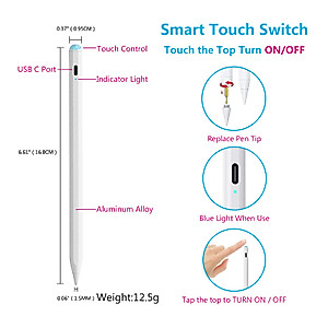 Tresoba G2 Stylus Pen for iPad 9th&10th Generation-2X Fast Charge Active Pencil Compatible with 2018-2024 Apple iPad Pro 11"/12.9"/M4, iPad Air 3/4/5/M2, iPad 6-10, iPad Mini 5/6 Gen-White