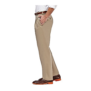 Haggar Men's Premium No Iron Khaki Classic Fit Pleat Front Casual Pant (Regular and Big & Tall Sizes), 42W x 30L