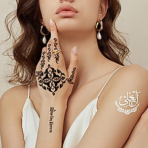 Xmasir 10 Sheets Henna Tattoo Stencil Kit Ramadan Tattoo Templates Eid Temporary Tattoos Stickers Reusable Set for Body Art Paint