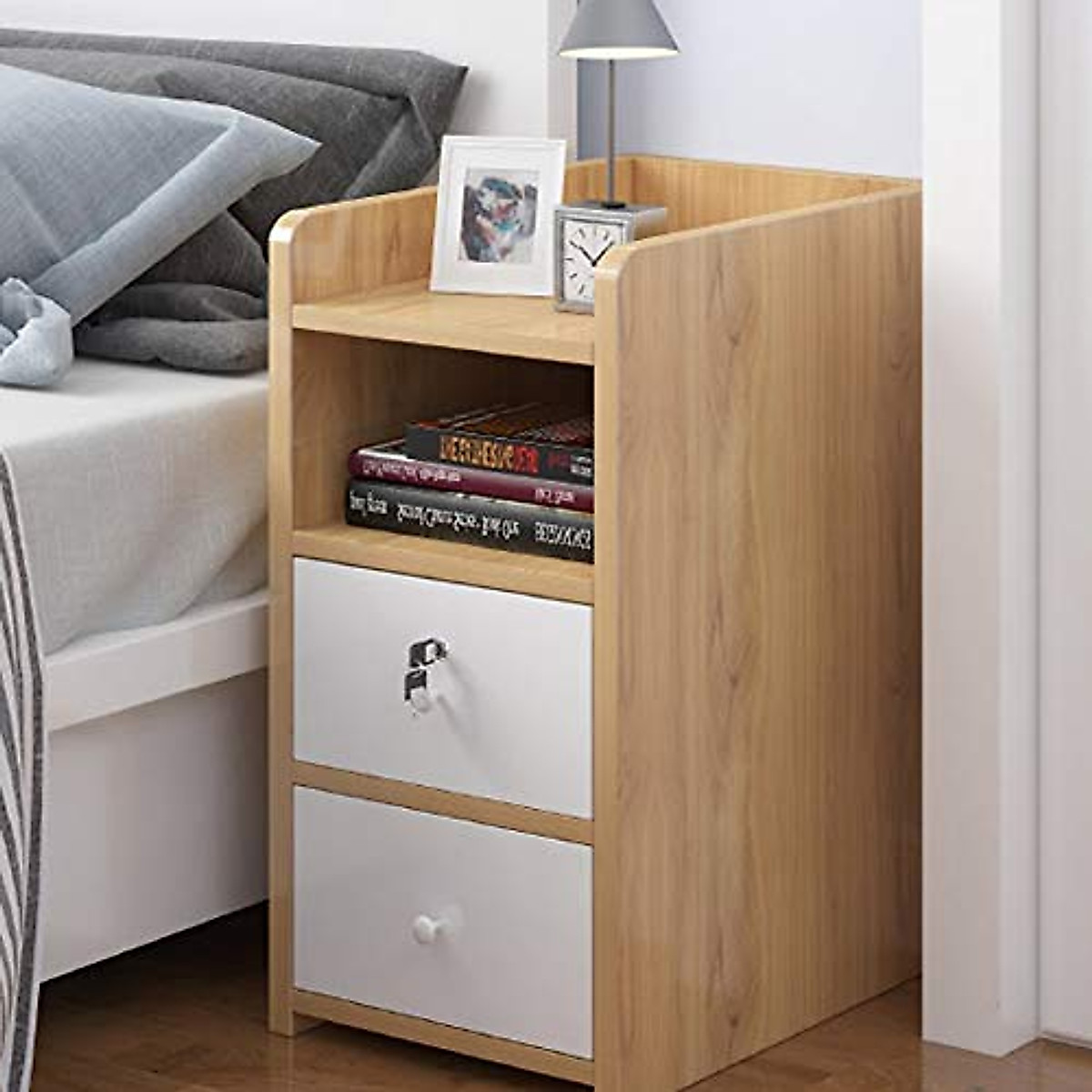 SJYDQ Nordic Creative Solid Wood Bedside Table, Household Bedside Table Bedroom Storage Furniture