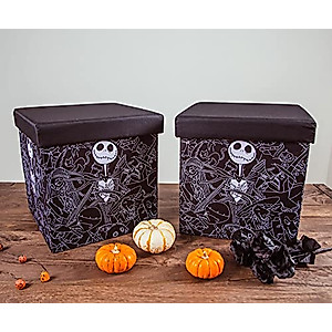 Disney The Nightmare Before Christmas Jack Skellington 15-Inch Storage Bin Cube Organizers, Set of 2 | Fabric Basket Container, Cubby Closet Organizer, Home Decor for Playroom | Gifts And Collectibles