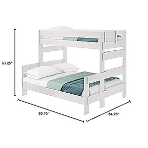 Plank+Beam Rustic Wood Bunk Bed, Twin XL-Over-Queen Bed Frame, White Wash