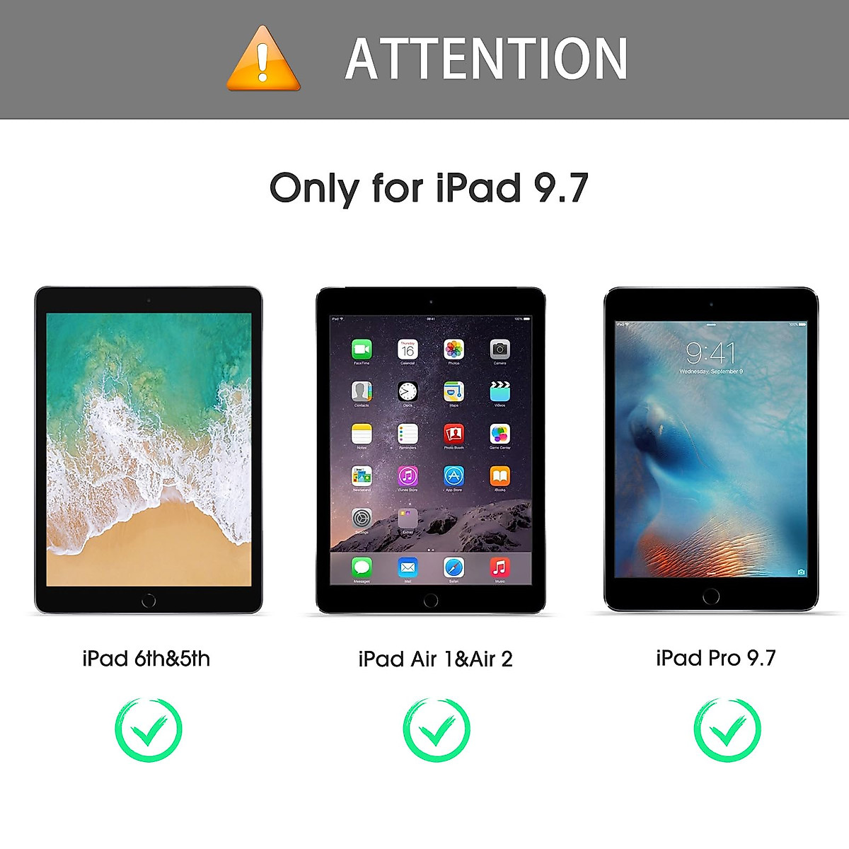 OMOTON 3 Pack Screen Protector for iPad 6th 5th Generation, Tempered Glass Screen Protector Compatible with Apple iPad Pro 9.7 / iPad Air 2 / iPad Air 9.7 Inch with Alignment Frame, Case Friendly