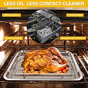 Air Fryer Basket for Oven 15 x 11 Inch Stainless Steel, Air Fryer Accessories Oven Rack and Crisper Tray, Bacon Cooker Broiler Pan for Oven, Bakeware Sets Oven Rack-2 Piece Large