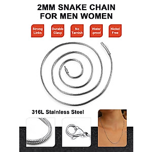 Classy Snake Chain Jewelry Women DIY Slim Chain Necklace 22 Inch 2MM Shiny Charms