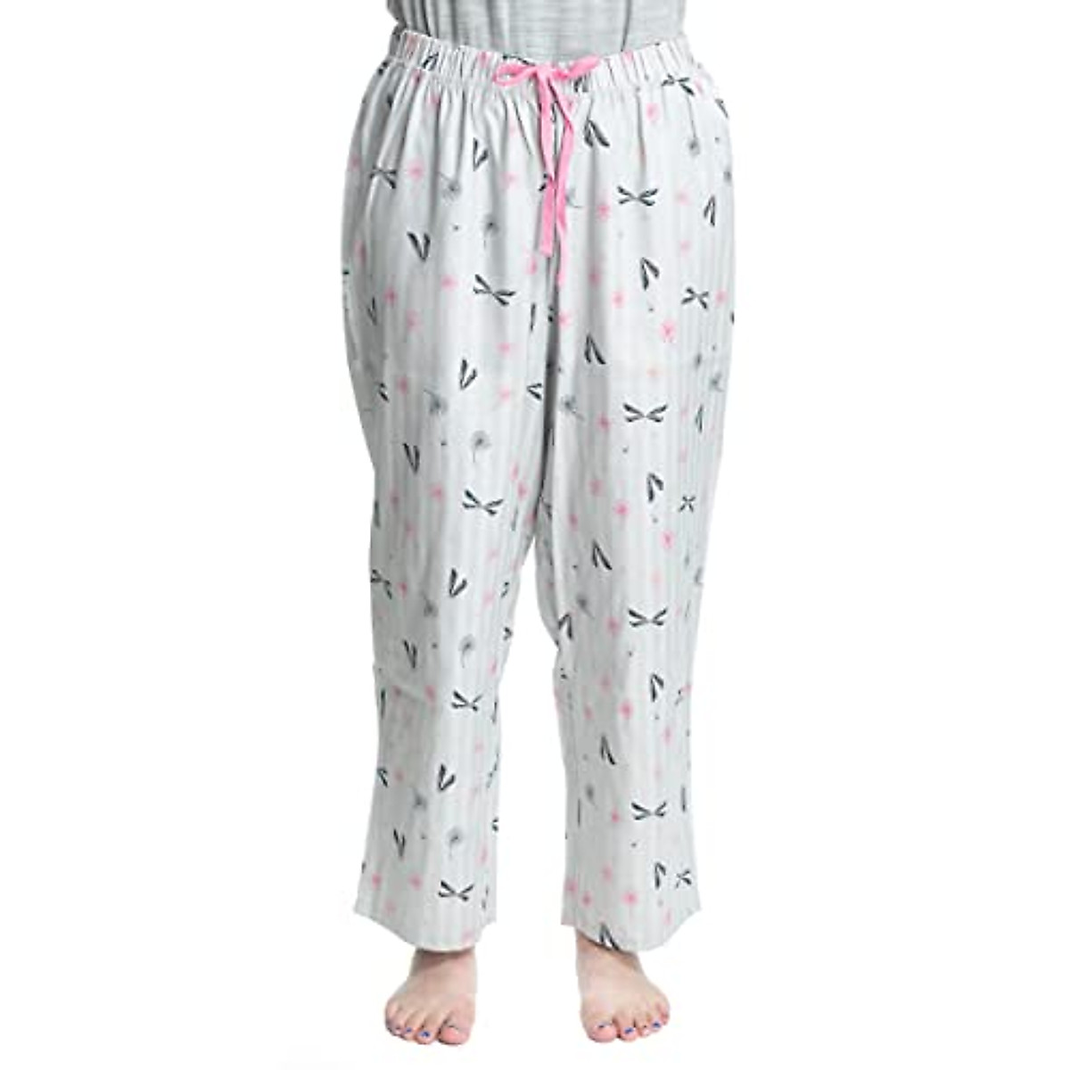Hanes Women's 2-Pack Solid and Pattern Sleep Pajama Pant Set, Black/Dragonfly, Petite/X-Small