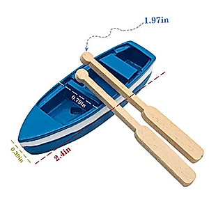 AUEAR, Set of 2 Lovely Rowboat Mini Blue Wood Boat Little Resin Boat for Fairy Garden Home Decoration