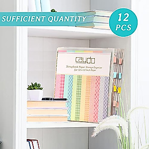 Caydo 12 Pieces Scrapbook Paper Storage with Sticky Index Tabs for Holding 12 x 12 Inch Scrapbook Paper, Cardstock, Vinyl Paper, Photos and Paper File