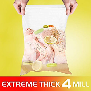 [ 25 COUNT ] EXTREME THICK BAGS - 18'' x 24'' - Extra Large Super Spacious Strong Clear Big Bags, Zipper, 5 GALLON, Heavy Duty 4 Mill, Plastic Food Storage Bags For Clothing, Toys, Storage, Moving, Organization, Meat, Laundry, Perfect Resealable Brining B