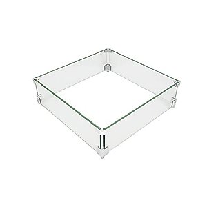FixtureDisplays® Fire Pit Wind Guard 20 x 20 Inch Fire Pit Wind Guard Square 8 mm Thickness Fire Pit Glass Wind Guard 997G-NPF